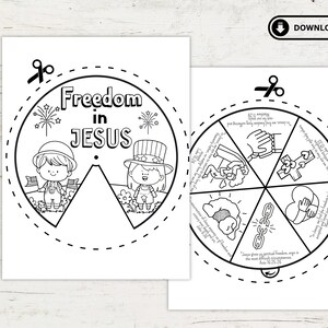 Freedom in Jesus Coloring Wheel, July 4th Coloring Wheel, Printable ...