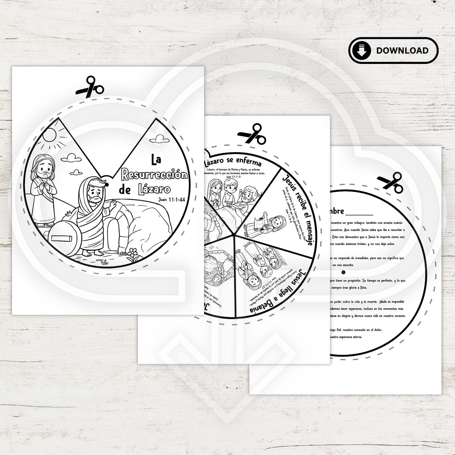 The Resurrection of Lazarus IN SPANISH - Coloring Wheel | Bible Story ...