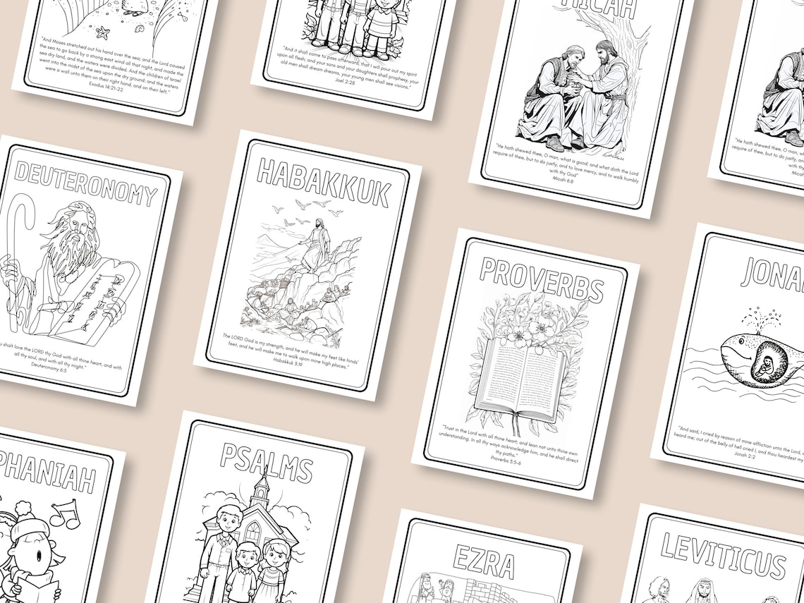 Old Testament Books Bible Text Coloring Pages in ENGLISH Sunday School ...