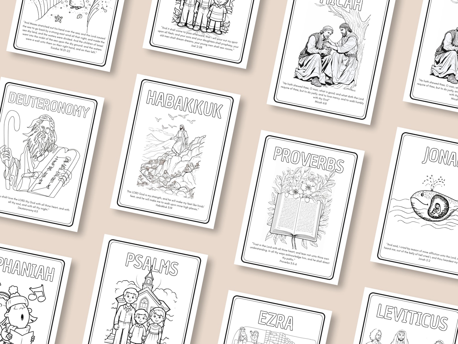 Old Testament Books Bible Text Coloring Pages in ENGLISH | Sunday ...