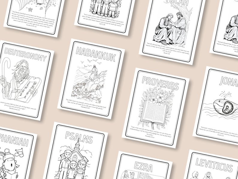 Old Testament Books Bible Text Coloring Pages in ENGLISH Sunday School ...
