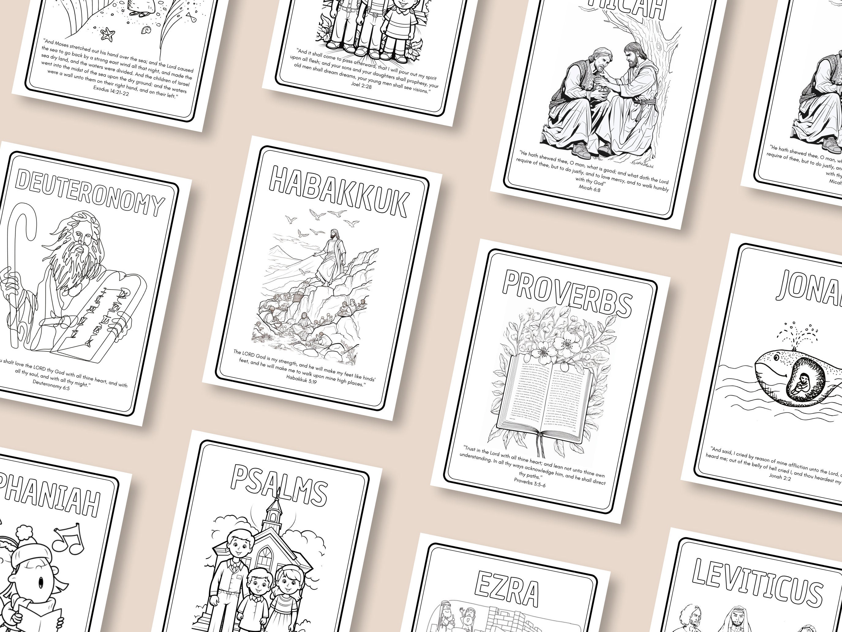 Old Testament Books Bible Text Coloring Pages in ENGLISH Sunday School ...
