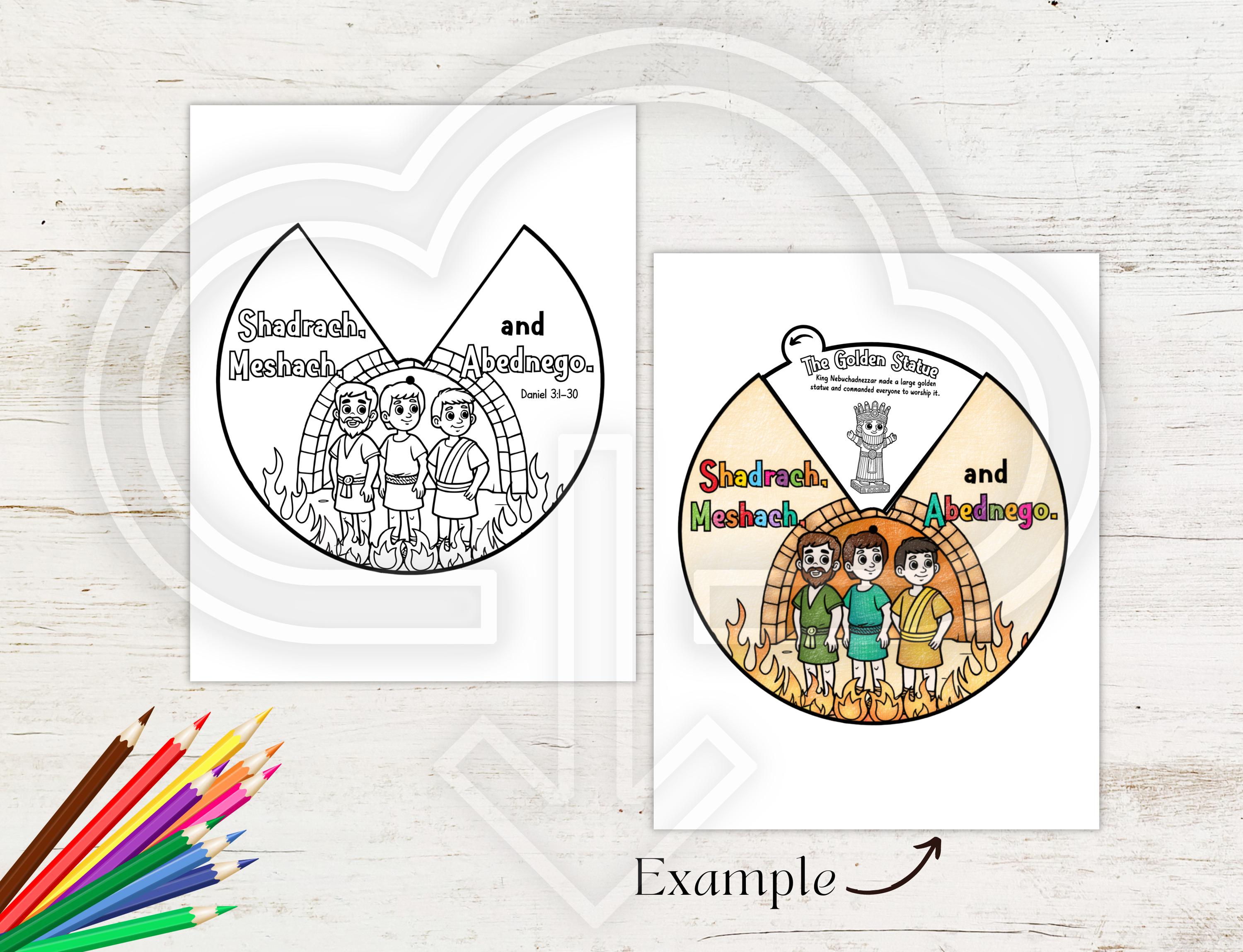 Shadrach, Meshach and Abednego Coloring Wheel Bible Story Activity for ...