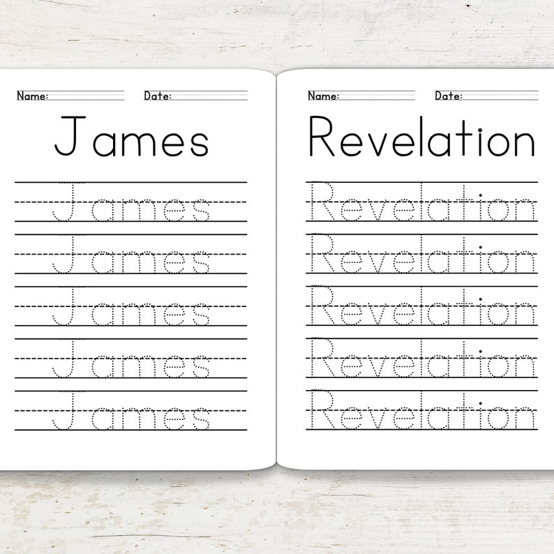 Names Tracing Sheet Handwriting Practice Biblical Book Names Tracing ...
