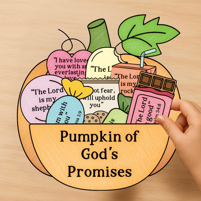 Pumpkin of God’s Promises Pocket Craft | Bible Coloring Activity ...