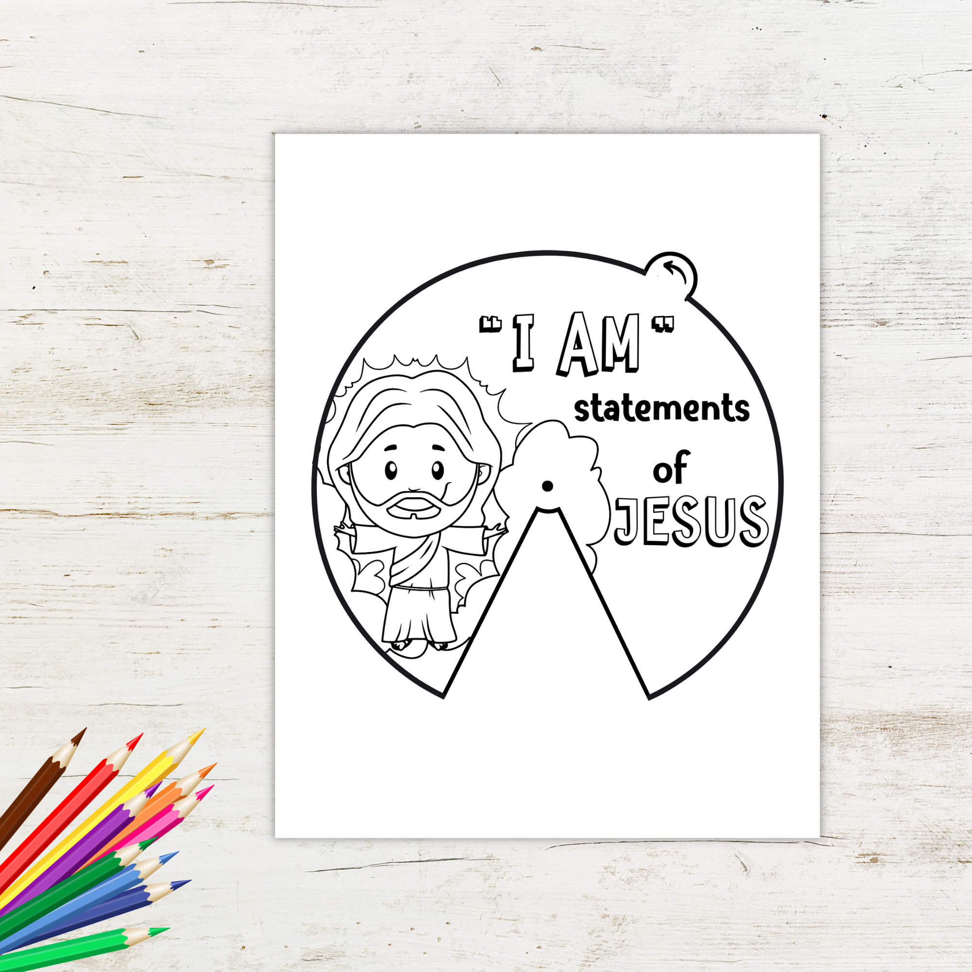 I Am Statements of Jesus Coloring Wheel Printable Bible Activity ...