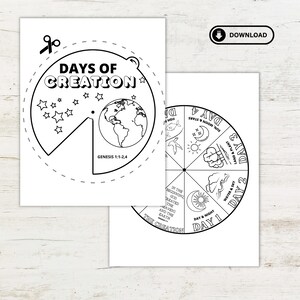 Days of Creation Coloring Wheel | Bible Story Wheel | Kids Bible Lesson ...