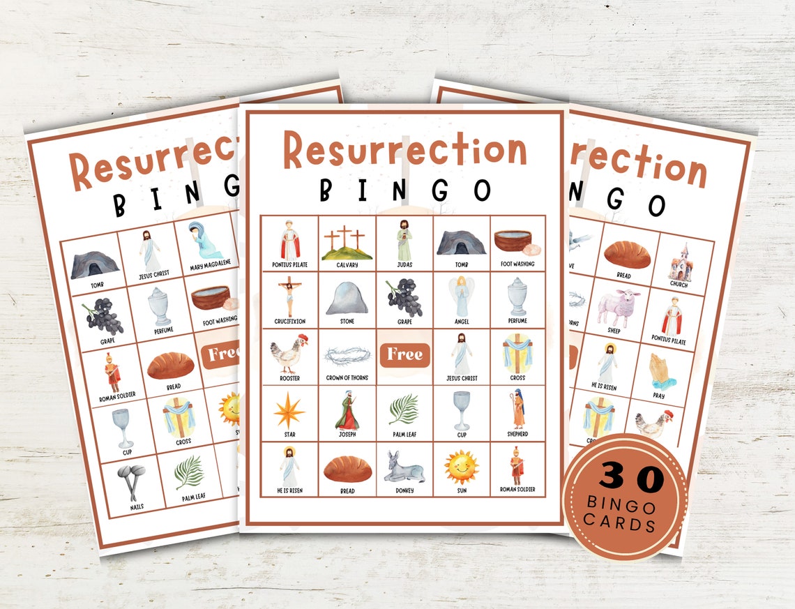 Resurrection Bingo | Sunday School | Easter Bible Bingo | Easter Sunday ...