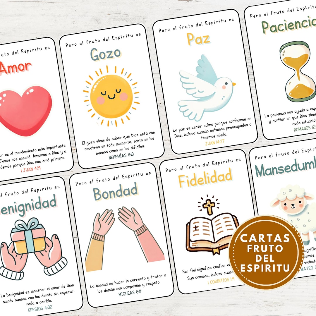Fruits of the Spirit Cards - IN SPANISH | Christian Activity for Kids ...