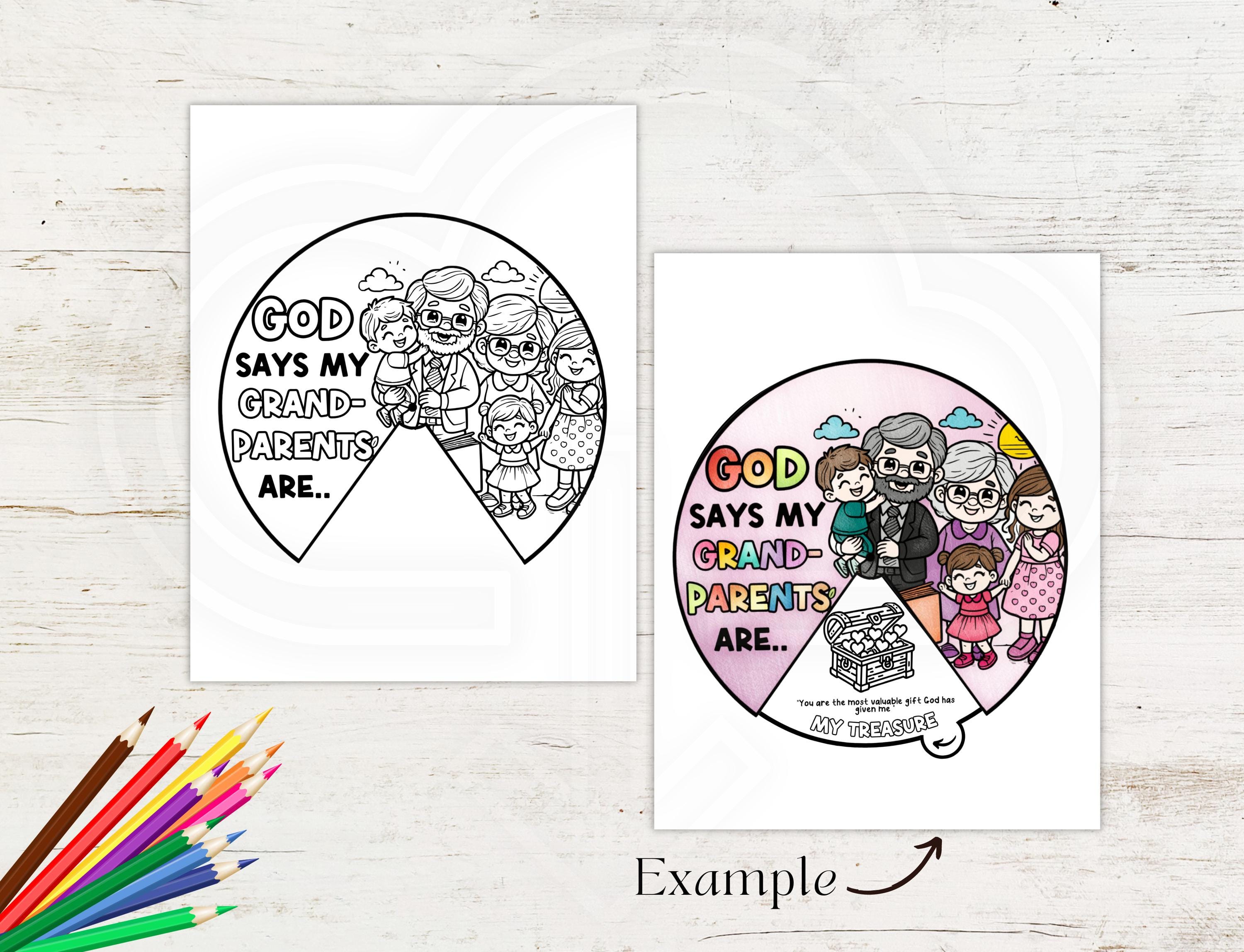 God Says My Grandparents Are Coloring Wheel, Grandparents Day Coloring ...