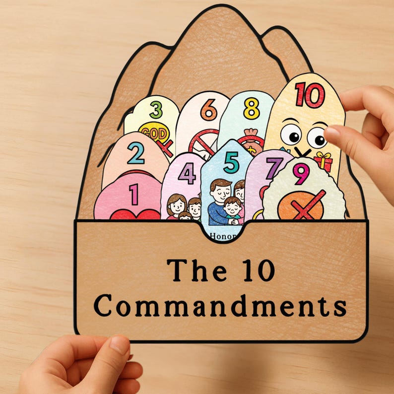10 Commandments Pocket Craft for Kids | Bible Coloring Activity ...
