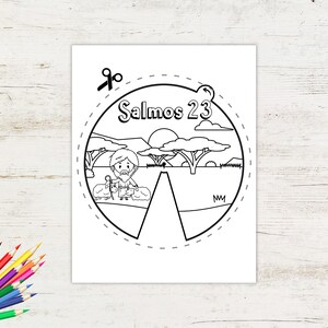Psalm 23 Coloring Wheel IN SPANISH, Jesus Coloring Wheel, Printable ...