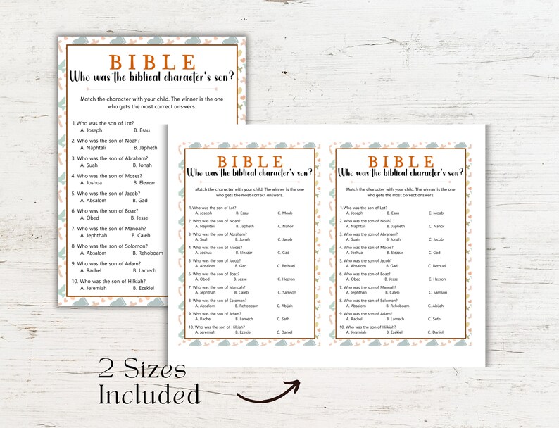 Bible Games, Who Was the Biblical Character's Son Game, Bible Games for ...