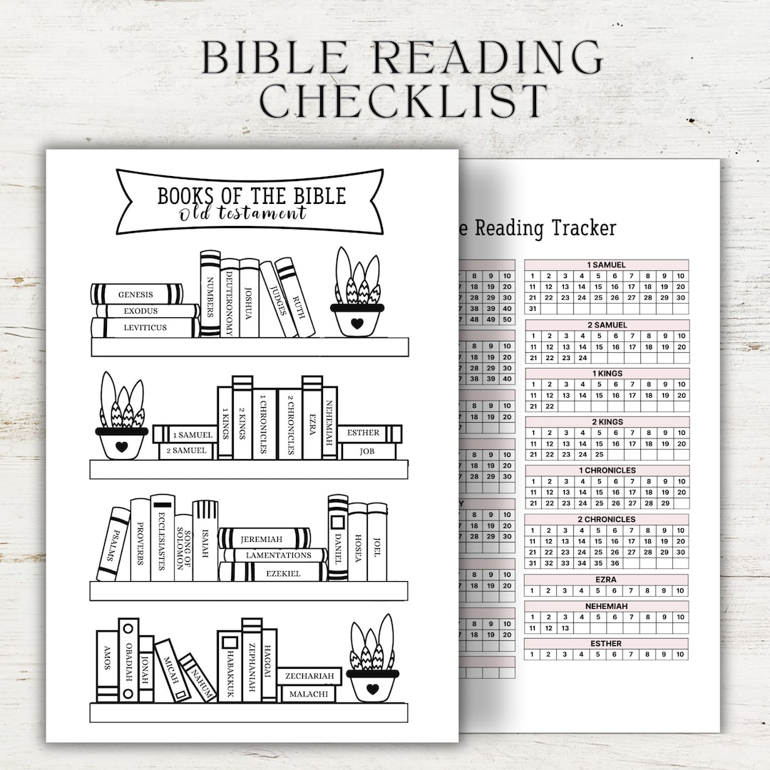 Bible Reading Checklist | Books of the Bible Bookshelf | Bible Reading ...