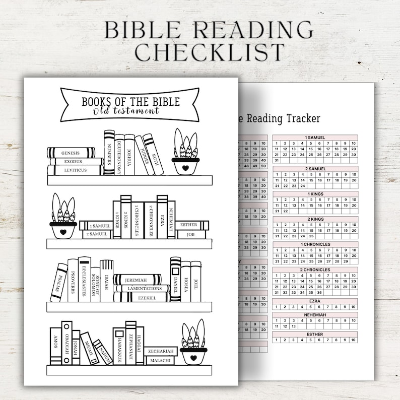 Bible Reading Checklist | Books of the Bible Bookshelf | Bible Reading ...