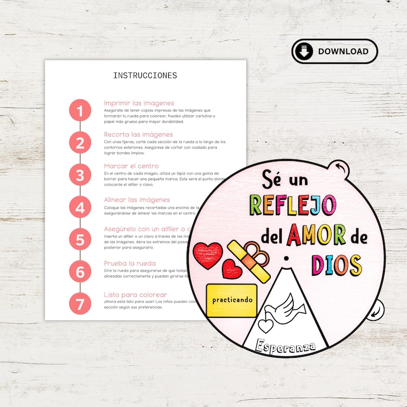 God is Love Coloring Wheel IN SPANISH, God Coloring Wheel, Printable ...