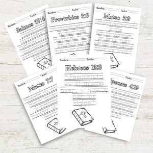 100 Bible Verses Tracing Sheets IN SPANISH | Teach Bible Verses | Kids ...