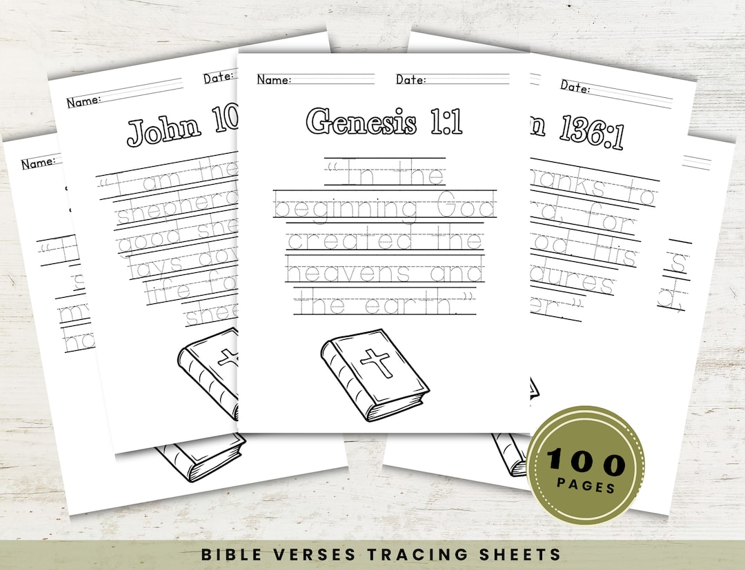 100 Bible Verses Tracing Sheets | Teach Bible Verses | Kids Bible ...