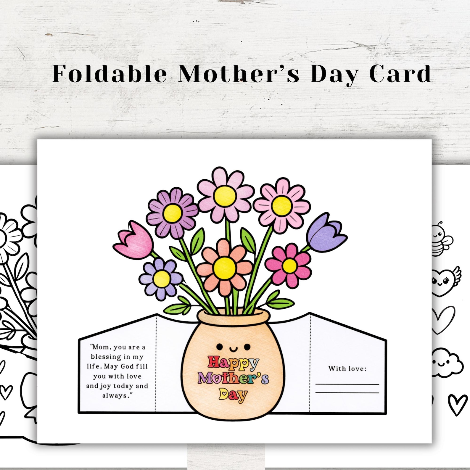 Foldable Mother’s Day Card, Printable Activity, Christian Mother’s Day ...