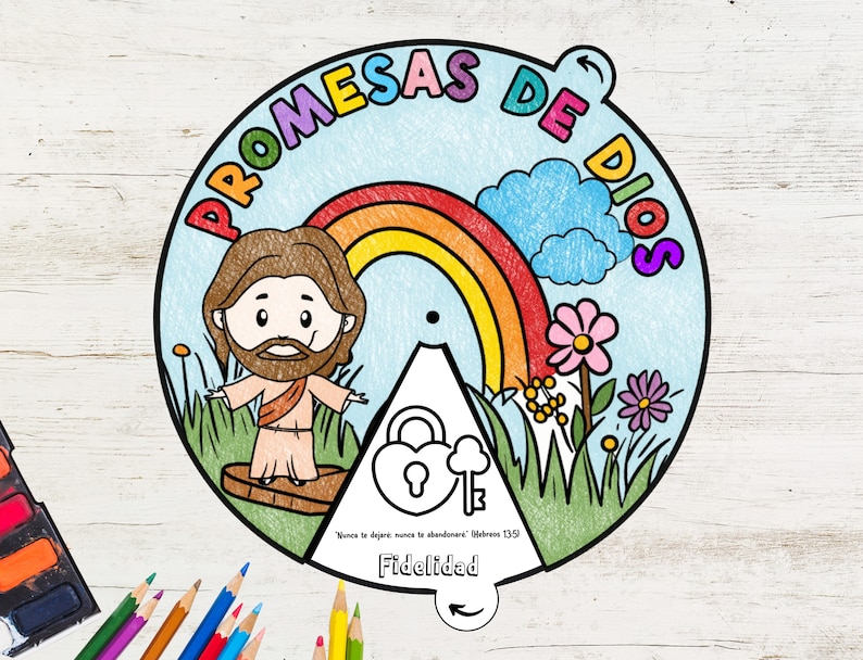 Promises of God Coloring Wheel IN SPANISH, Bible Coloring Wheel ...
