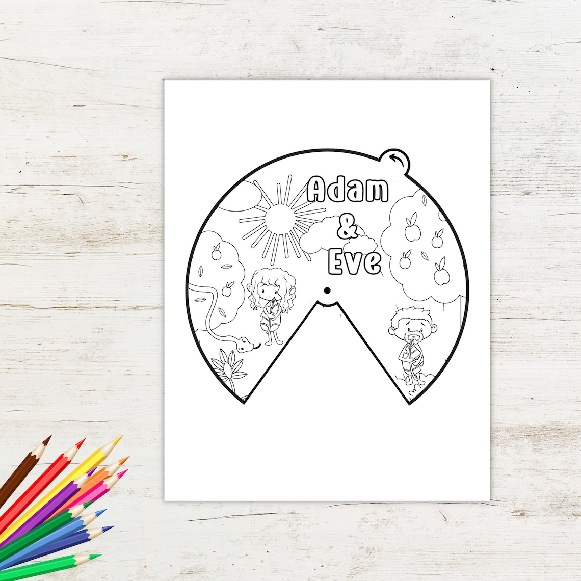 Adam and Eve Coloring Wheel | Bible Story Wheel | Printable Bible ...