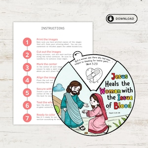 Jesus Heals the Woman With the Issue of Blood Coloring Wheel | Bible ...