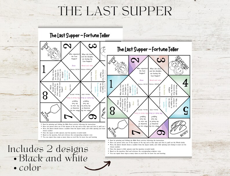 The Last Supper | Holy Week | Easter Story | Paper Fortune Teller ...