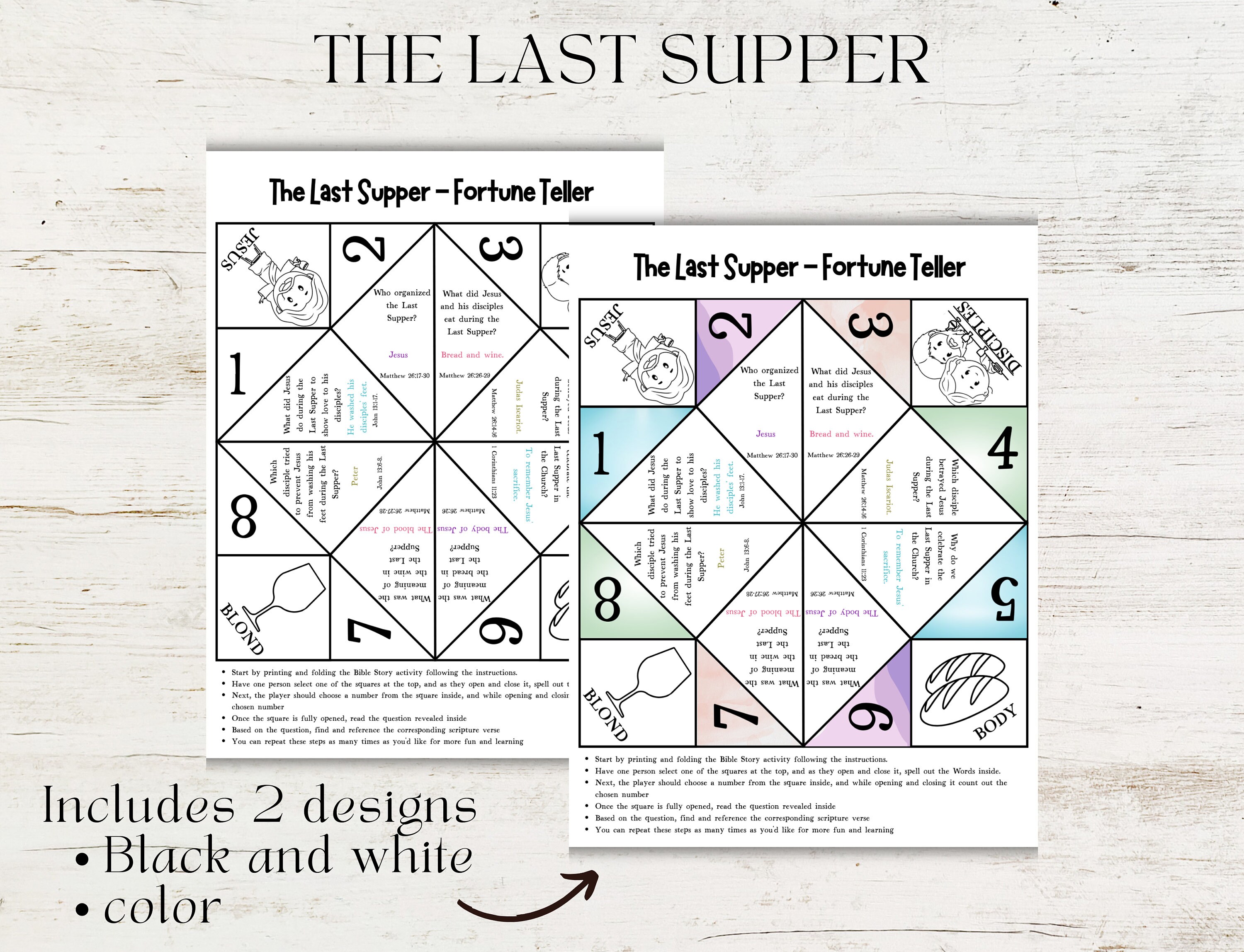 The Last Supper Holy Week Easter Story Paper Fortune Teller Cootie ...