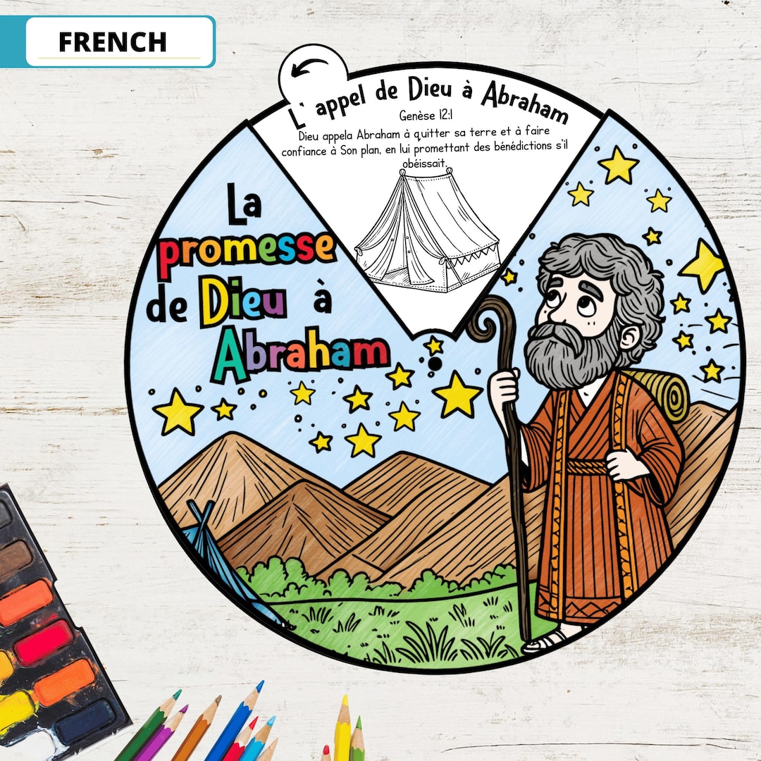 God's Promise to Abraham Coloring Wheel IN FRENCH | Bible Story ...