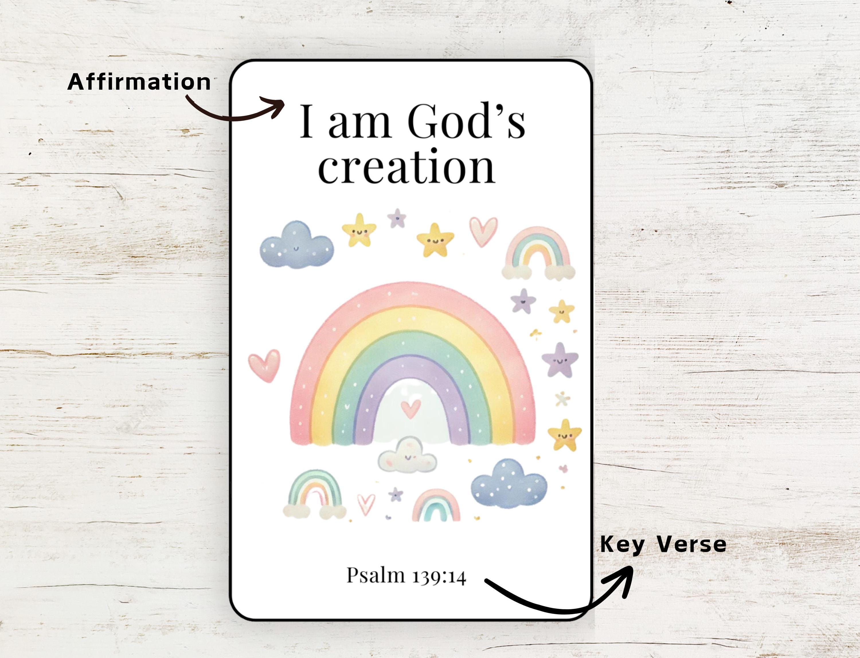 100 Educational Biblical Affirmation Cards for Kids, Christian ...