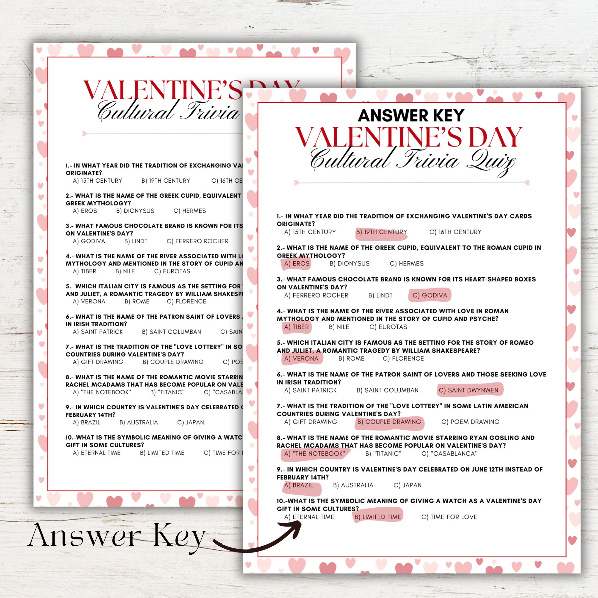 Valentines Day Trivia Game | Valentines Day Cultural Trivia Game ...