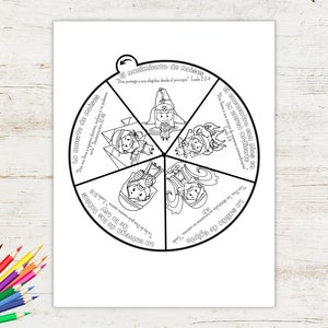 Story of Moses Coloring Wheel SPANISH, Bible Coloring Wheel, Printable ...