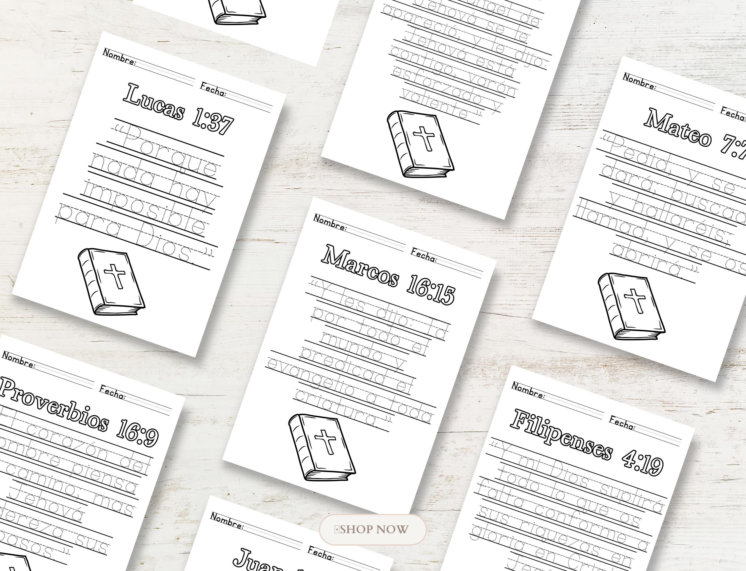 100 Bible Verses Tracing Sheets IN SPANISH | Teach Bible Verses | Kids ...