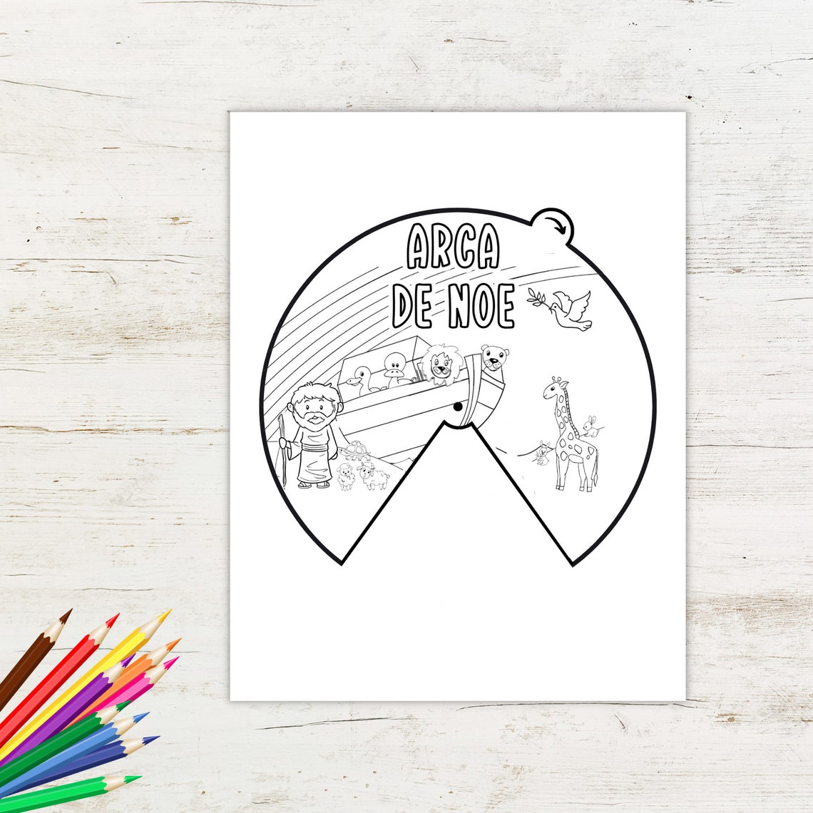 Noahs Ark Coloring Wheel SPANISH Bible Story Activities Printable Bible ...