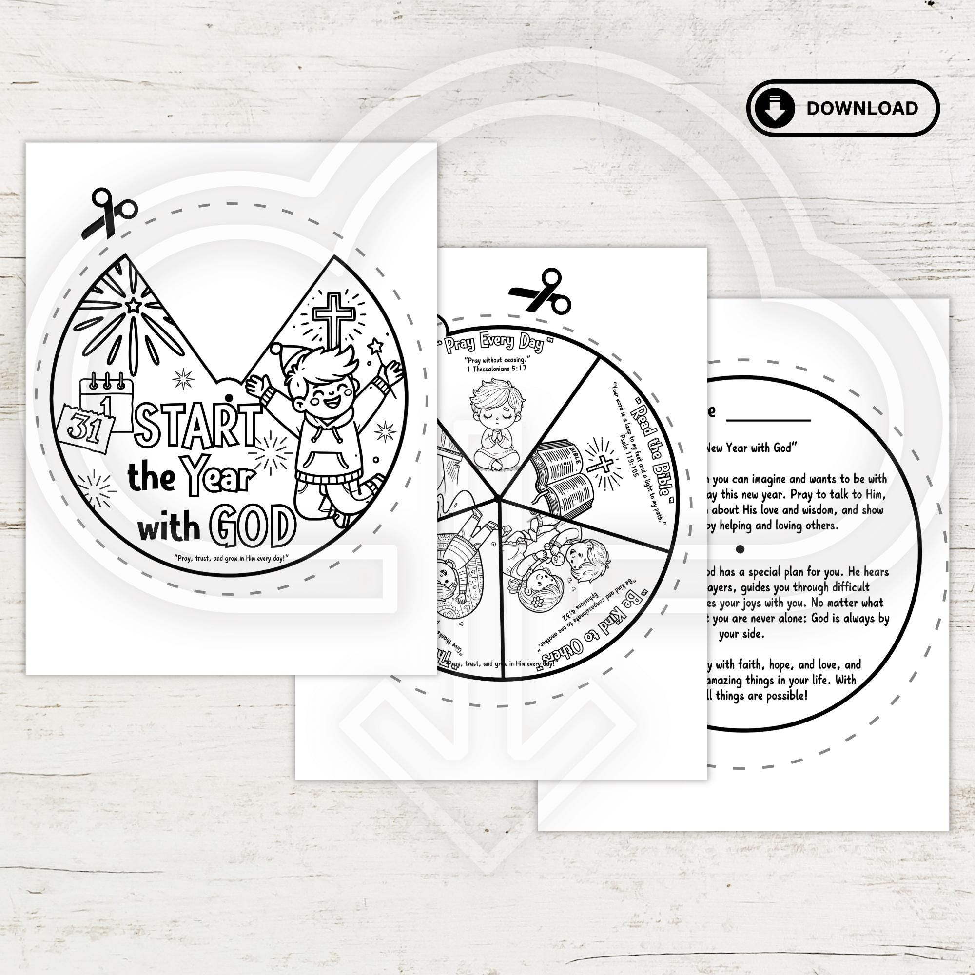 Start the Year With God Coloring Wheel | Christian New Year’s Craft for ...