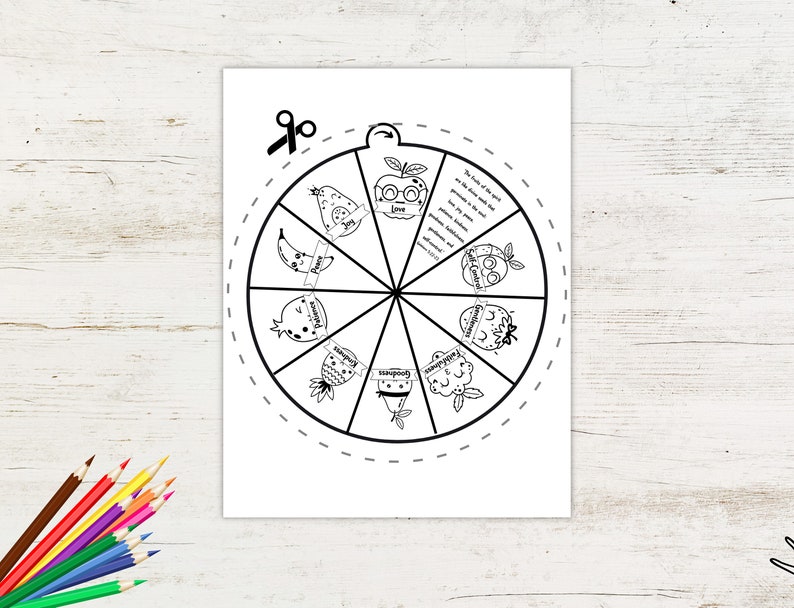 Fruit of the Spirit Coloring Wheel, Coloring Wheel, Printable Bible ...