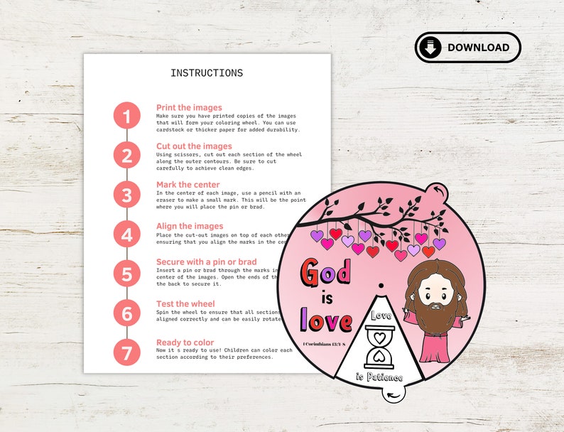 God is Love Coloring Wheel | Bible Story Wheel | 1 Corinthians 13 ...
