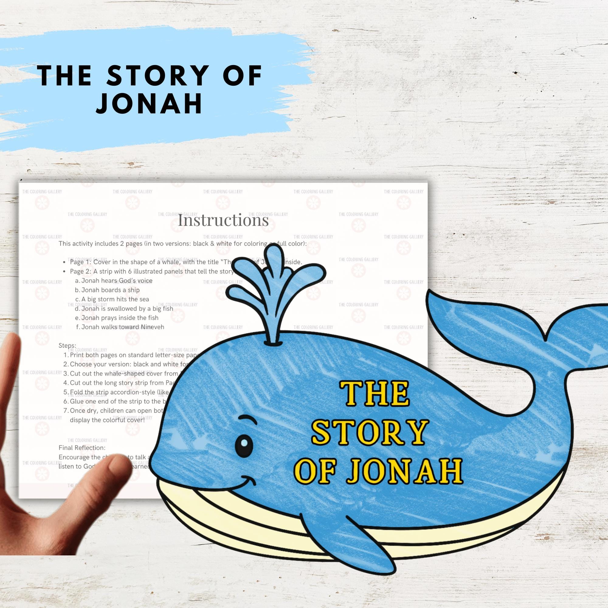 Jonah and the Whale Craft, Bible Story Activity for Kids, Sunday School ...