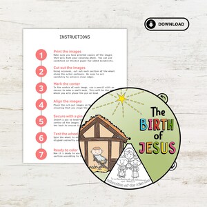 Birth of Jesus Coloring Wheel | Bible Story Activities | Printable ...
