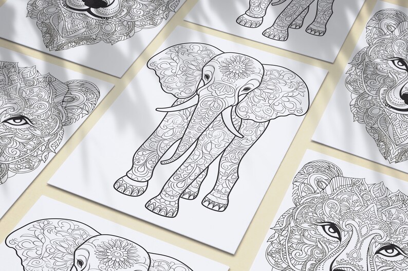 50 Animal Coloring Pages Coloring Book Wild Mandala Magic Digital ...
