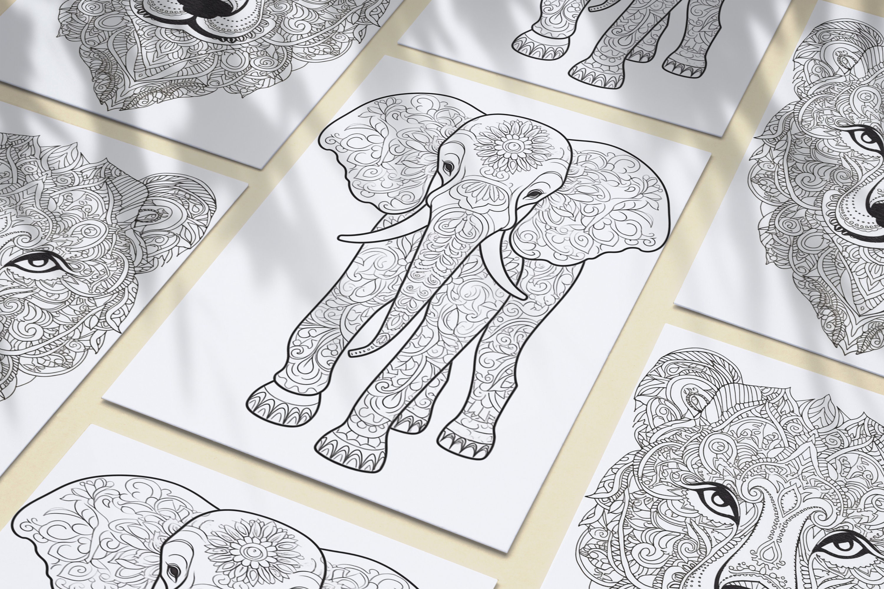 50 Animal Coloring Pages Coloring Book Wild Mandala Magic Digital ...