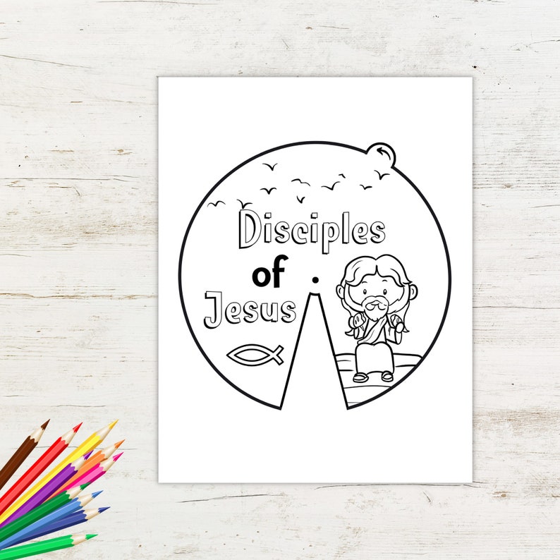 Disciples of Jesus Coloring Wheel, Jesus Coloring Wheel, Printable ...
