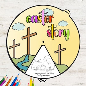 Easter Bible Story Coloring Wheel | Holy Week Bible Activity | He is ...