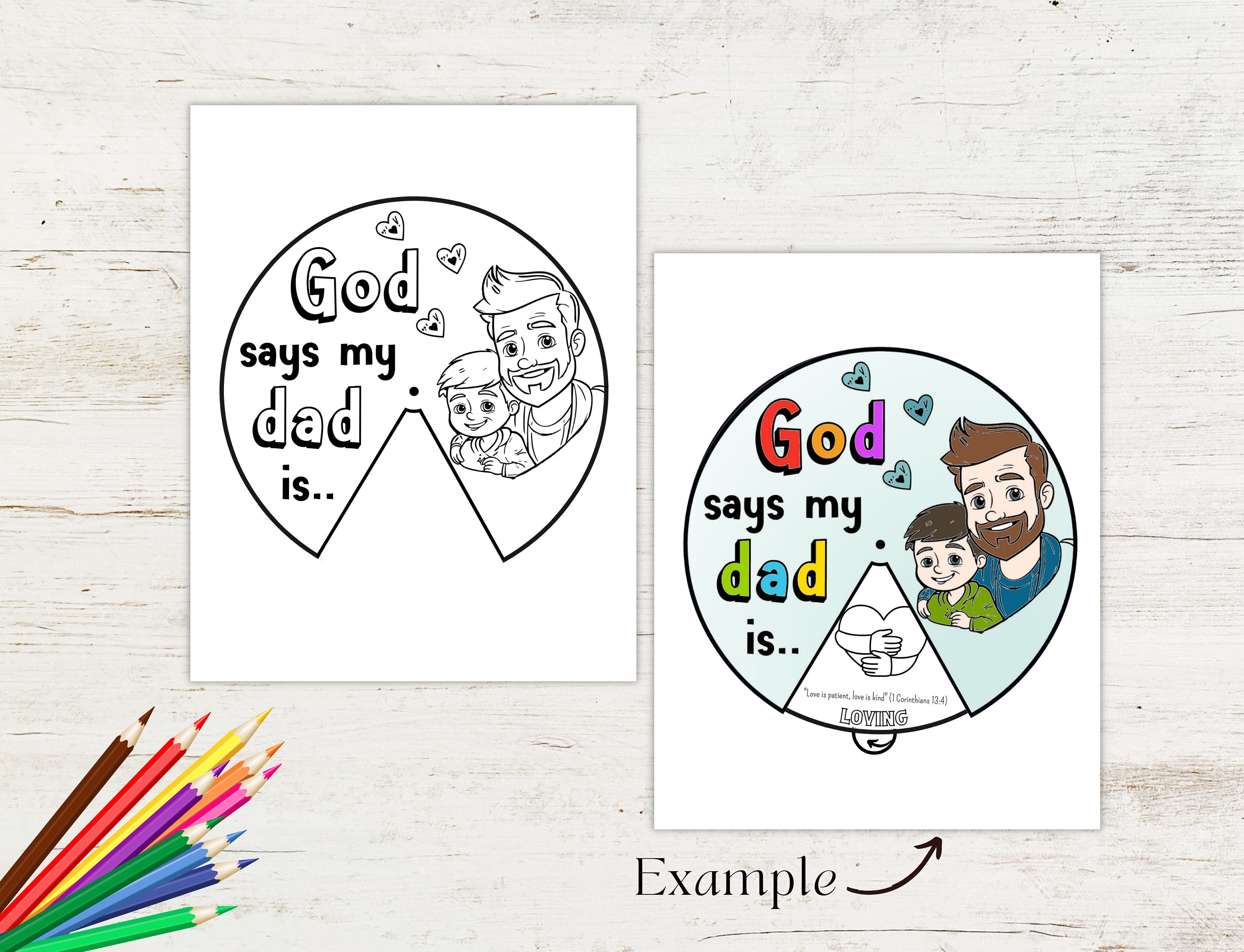 God Says My Dad is Coloring Wheel, Fathers Day Coloring Wheel ...