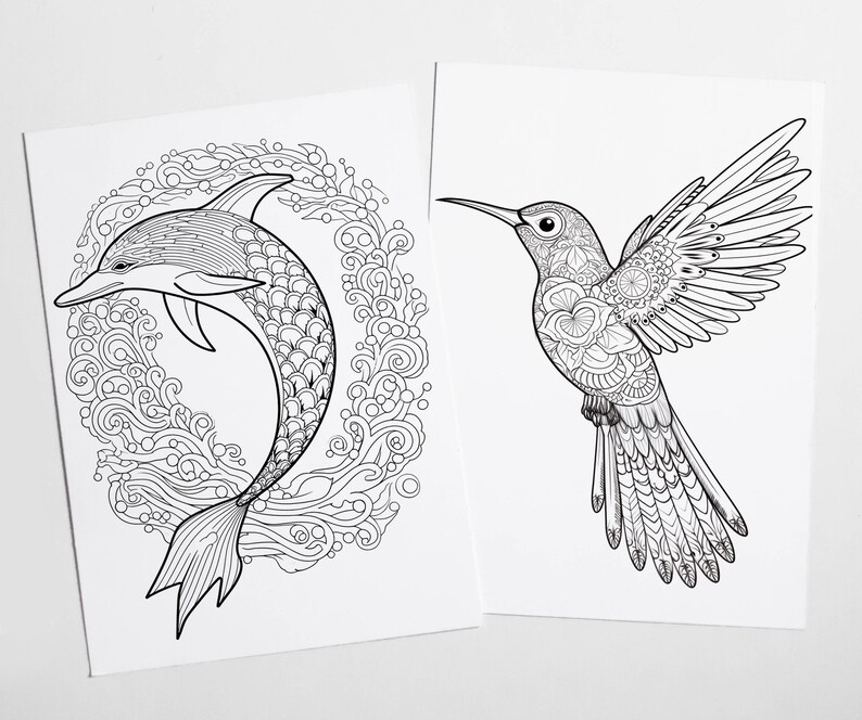 50 Animal Coloring Pages Coloring Book Wild Mandala Magic Digital ...