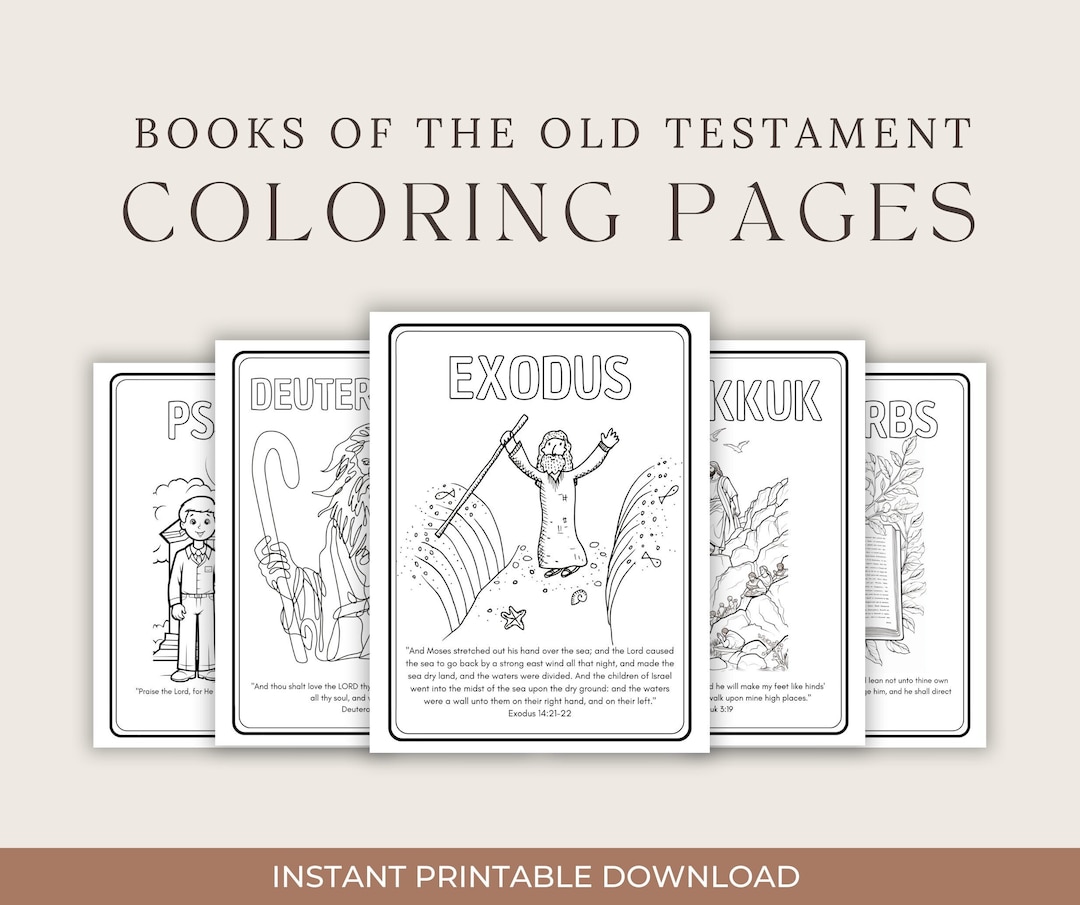 Old Testament Books Bible Text Coloring Pages in ENGLISH | Sunday ...