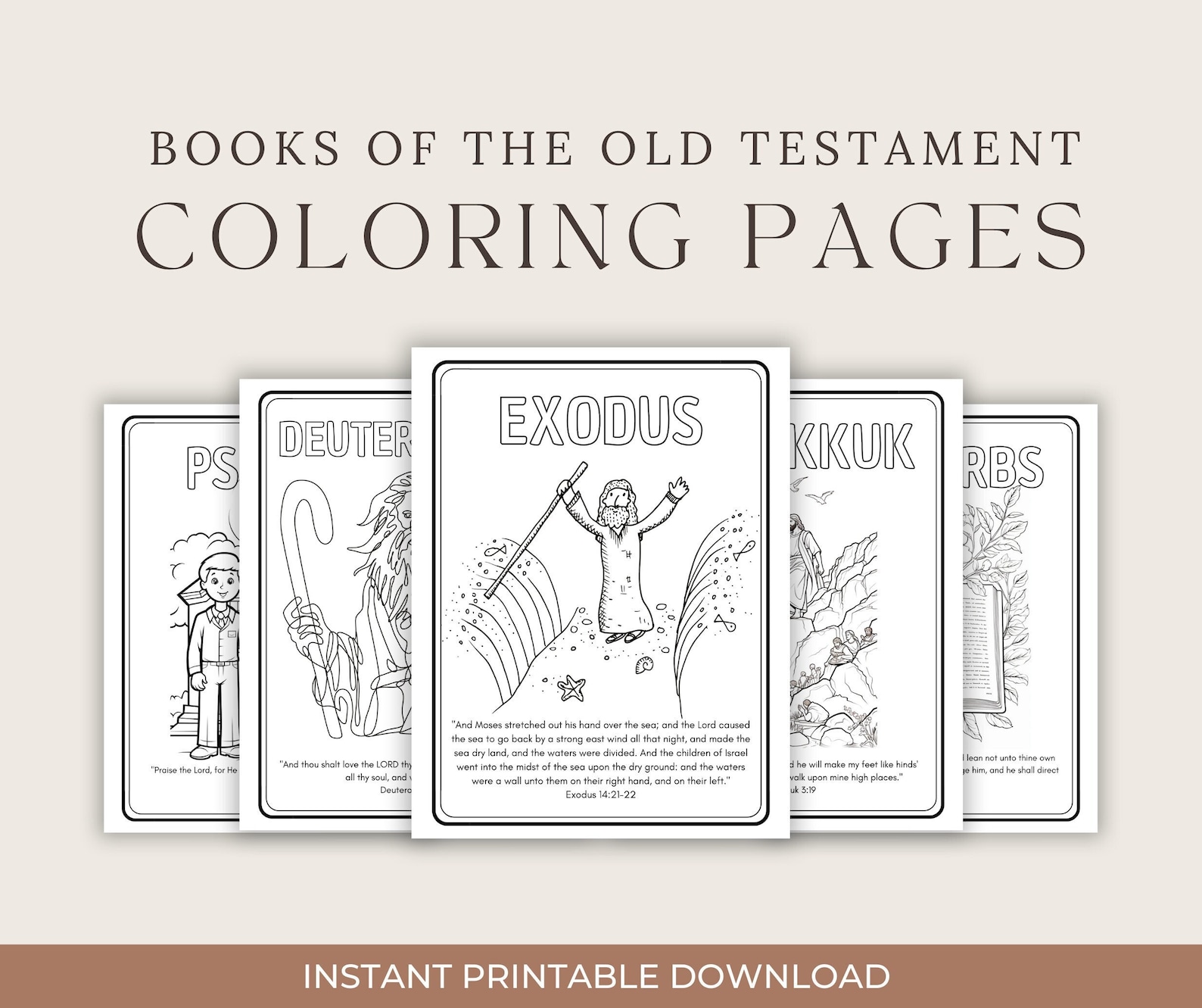 Old Testament Books Bible Text Coloring Pages in ENGLISH Sunday School ...