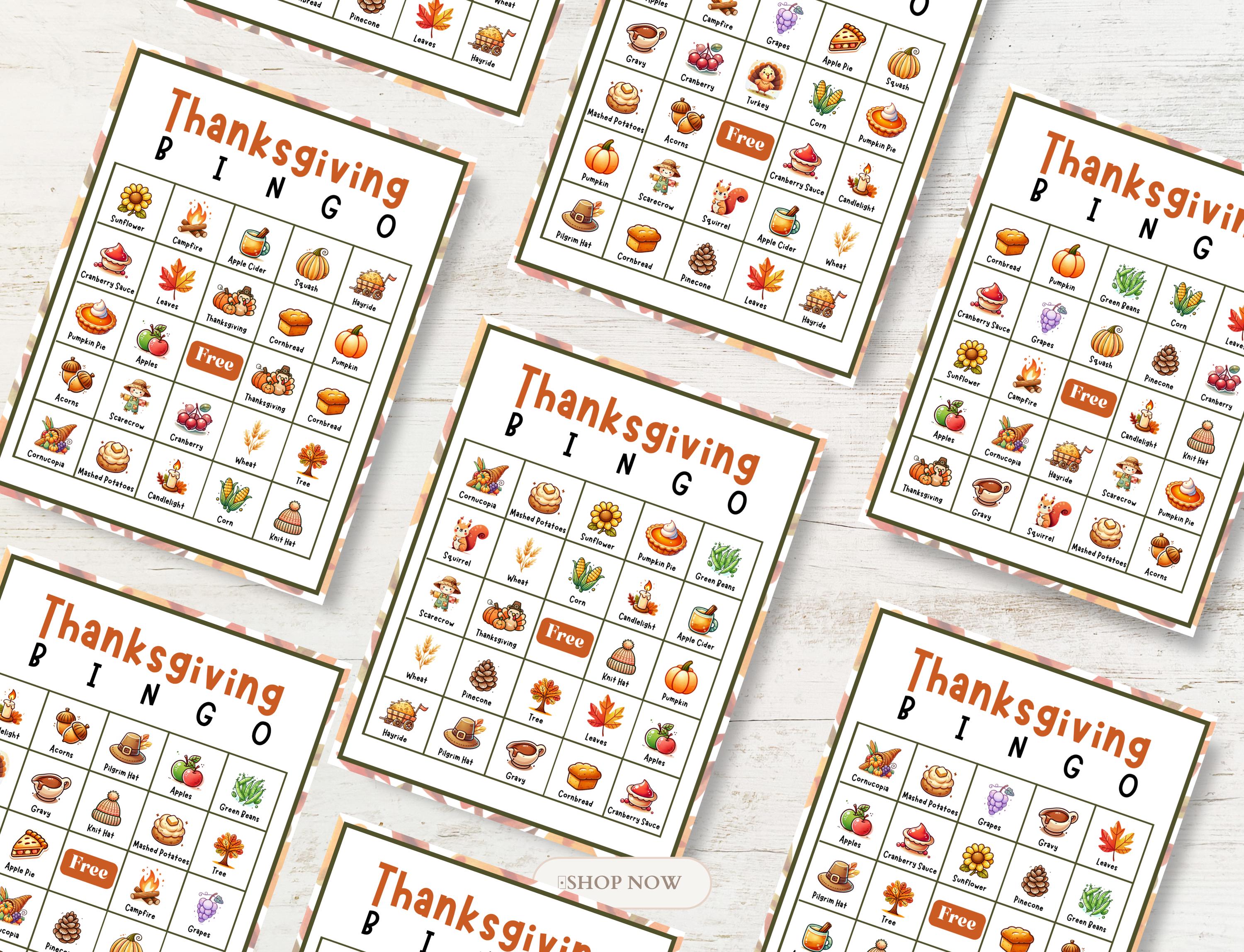 Thanksgiving Bingo, Thanksgiving Activity, Kids Thanksgiving Party Game ...