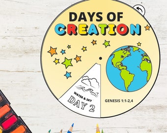 Days of Creation Coloring Wheel, Kids Bible Lesson, Memory Game, Bible ...