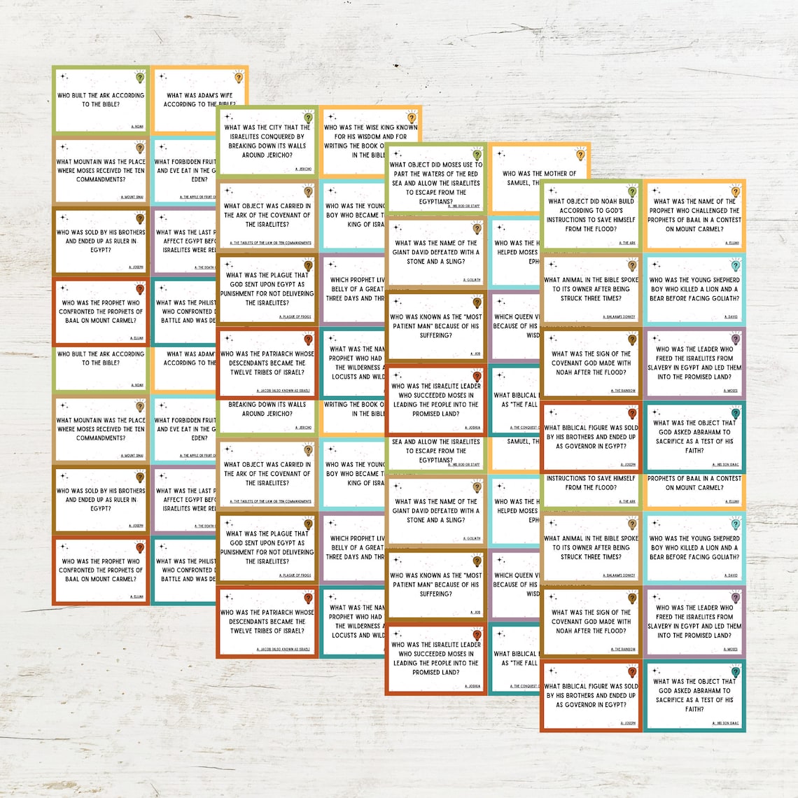 120 Bible Trivia Cards | Bible Trivia Questions | Printable Bible ...